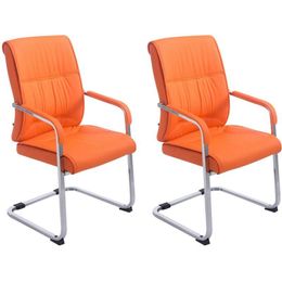 CLP - 2er Set Freischwinger xxl Anubis Mit Kunstlederbezug i Pflegeleichte Konferenzstühle Mit Armlehne, Farbe:orange