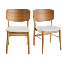 Miliboo Stühle in Weiß und hellem Holz (2er-Set) sheldon - Holz hell / Weiß