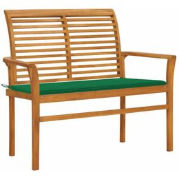 MAISONCHIC - Gartenbank mit Grüner Auflage Ruhebank Gartenstuhl 112 cm Massivholz Teak XZZZ570338