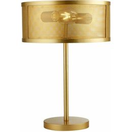 Searchlight - Tischleuchte gold Modern Wohnzimmer Tischlampe Design Nachttischleuchte Gitter, in Fischnetz Optik, 1x E27, BxH 35 x 50 cm