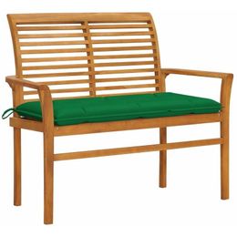 MAISONCHIC - Gartenbank mit Grüner Auflage Ruhebank Gartenstuhl 112 cm Massivholz Teak XZZZ527315