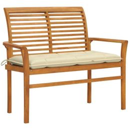 MAISONCHIC - Gartenbank Ruhebank Gartenstuhl mit Cremeweißer Auflage 112 cm Massivholz Teak XZZZ597755