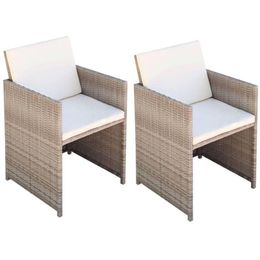 MAISONCHIC 2 Stk.Gartenstühle,Balkonsessel,Gartenmöbel mit Polstern und Kissen Poly Rattan Beige -37185