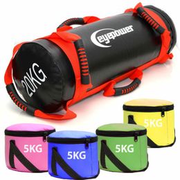 Eyepower 20kg Power Bag + 4 Kettlebell Gewichte - Befüllt mit Eisensand 6 Griffe Fitness - rot