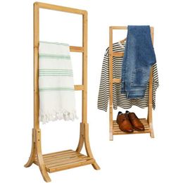 DuneDesign - Nachhaltiger Bambus Handtuchständer 40x30x102 Kleiderständer Bad Handtuchhalter - braun