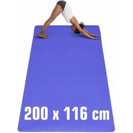 Eyepower - 200x116 xxl Fitnessmatte - 6mm Extra Breite Yogamatte - Rutschfeste Sportmatte - violett
