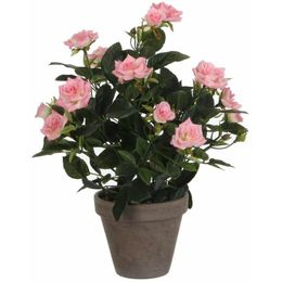 Mica Decorations - Mica künstlicher Rosenstrauch rosa im Blumentopf 33 x 25 cm Dekoblumen