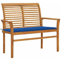 Bonnevie - Gartenbank Ruhebank mit Königsblauer Auflage 112 cm Massivholz Teak vidaXL