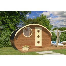 Sauna Hobbit s Gartensauna 3 Sitzbänke aus Holz in Naturbelassen Außensauna - Naturbelassen - FinnTherm
