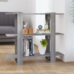 Bücherregal/Raumteiler, Standregal, Aufbewahrungsregal, Bücherschrank für Wohnzimmer Grau Sonoma 100×30×87 cm OQN98579 MAISONCHIC