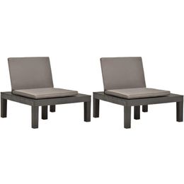 MAISONCHIC Relax-Sessel,Gartenmöbel,Gartenstühle mit Auflagen 2 Stk. Kunststoff Anthrazit -71095