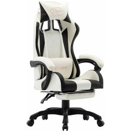 MAISONCHIC - Gaming-Stuhl,Relaxsessel,Computerstuhl mit Fußstütze Schwarz und Weiß Kunstleder -87017 - Schwarz
