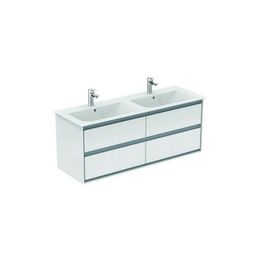 Connect Air Möbel-Doppelwaschtischunterschrank, 1200 mm, 4 Auszüge, E0822, Farbe: Weiß glänzend / weiß matt - E0822B2 - Ideal Standard