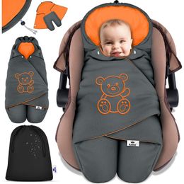 Kidiz® Baby Einschlagdecke Winter mit Kapuze +Tasche Babyeinschlagdecke Universal für Babyschale Autositz z.B. für Maxi-Cosi Römer für Buggy Babybett