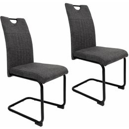Trisens - Moderne Esszimmerstühle mit Stoffbezug - gepolsterte Esstischstühle Freischwinger mit robustem Metallgestell, Grau, 2 St.