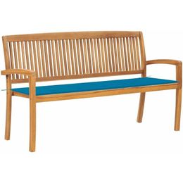 Bonnevie - Stapelbare Gartenbank mit Auflage Ruhebank 159 cm Massivholz Teak vidaXL