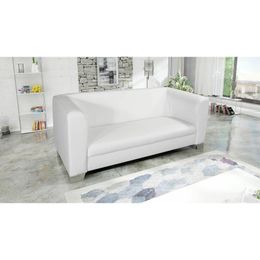 Edles Loungesofa Chicago 3 Sitzer in Kunstleder weiss Couch Polstersofa Sofa