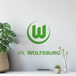 Fußball Wandtattoo Vfl Wolfsburg Logo Schriftzug Bundesliga Verein Aufkleber Wandbild selbstklebend 40x27cm - grün
