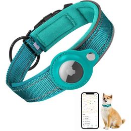 Minkurow - Gepolstertes Hundehalsband für Airtag, Apple Airtag Reflektierendes Hundehalsband, integriertes Air Tag für kleine, mittelgroße und große