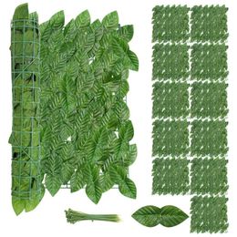 Swanew - Sichtschutzhecke Windschutz Efeu Sichtschutz Balkonverkleidung Blätterzaun,Vanille - Grün
