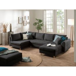 Rune – wohnlandschaft – mit hocker – 7-sitzer – skandinavischer stil – links - dunkelgrau