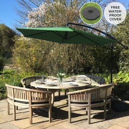 MONSTER SHOP 3m freischwingender Sonnenschirm Freischwinger Gartenschirm mit Kippfunktion, Sockel und Hülle im Set Grün - Grün
