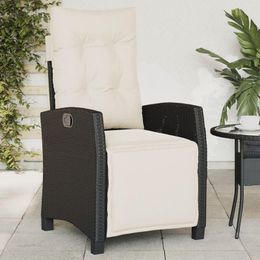 Gartensessel mit Fußteil Verstellbar Schwarz Poly Rattan Vidaxl Schwarz