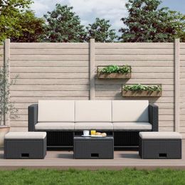 Bonnevie - 4-tlg. Garten-Lounge-Set,Gartenmöbel-Set mit Auflagen Poly Rattan Schwarz vidaXL