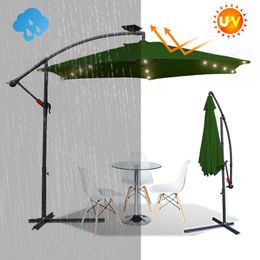 VINGO Sonnenschirm mit led Beleuchtung Ampelschirm - Sonnenschutz, Gartenschirm - Grün, 300cm - Grün