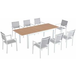 Gartenmöbel für 8 Personen aus Aluminium madeira - Grau/Weiß
