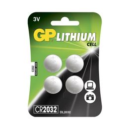 Knopfzelle Lithium CR2032, 3V, 4er Blister (0602032C4) - GP