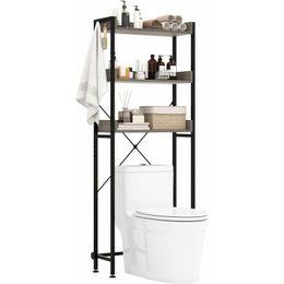 Costway 3-stufiges Toilettenregal, Badregal platzsparend, Waschmaschinenregal mit 4 Haken & verstellbaren Füßen, Badezimmerregal für über die Toilette,
