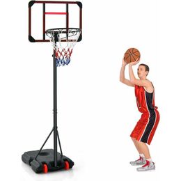 Costway Basketballkorb Outdoor mit Ständer, Basketballständer 155-210cm höhenverstellbar auf Rädern, Mobile Korbanlage mit Rückenwand & Basis,