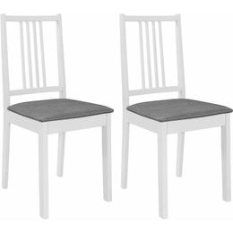 Essstühle/Esszimmerstühle Küchenstühle mit Polstern 2 Stk. Weiß Massivholz -DE81323
