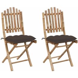 MAISONCHIC 2 Stk.Klappbare Gartenstühle,Gartensessel mit Kissen Bambus -95235