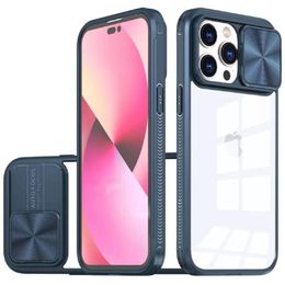 MARKENLOS CamSlider Case Hülle mit Kameraschutz Bumper tpu Hülle Stoßfest Handyhülle kompatibel mit iPhone 15 Pro Max Dunkelblau