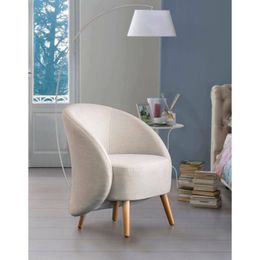 Lounge-Sessel Annarella, Design-Sessel für das Wohnzimmer, 100% Made in Italy, Relaxsessel aus gepolstertem Stoff, Cm 70x60h80, Beige - TALAMO ITALIA