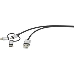 USB-Kabel usb 2.0 usb-a Stecker, usb-c® Stecker, USB-Micro-B Stecker, Apple Lightning Stec - Renkforce