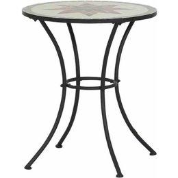 siena GARDEN - Stella Tisch ø 60x71 cm Gestell Stahl matt-schwarz, Tischplatte Keramik mehrfarbig mosaikoptik