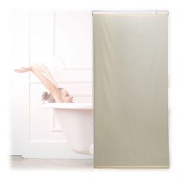 Duschrollo, 80x240 cm, Seilzugrollo für Dusche & Badewanne, Decke & Fenster, Badrollo wasserabweisend, beige - Relaxdays
