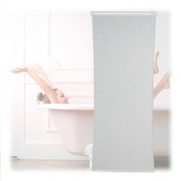 Duschrollo, semitransparenter Badvorhang, Badewanne u. Dusche, 100x240cm, wasserabweisend, Deckenmontage, weiß - Relaxdays