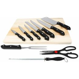 BURI Messer-Set 11-tlg Schneidebrett Küchenmesser Fleischmesser Brotmesser Küchenbeil