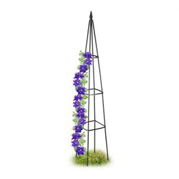 Rankhilfe Obelisk, hbt 190 x 35 x 35 cm, Rankpyramide Kletterpflanzen, Metall, freistehend, Rosenturm, schwarz - Relaxdays