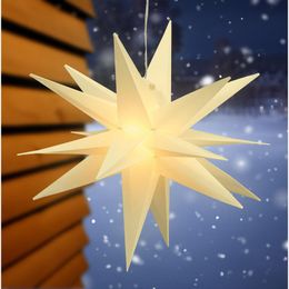Spetebo - 3D Advents Stern mit 40 led in warm weiß - 60 cm - Outdoor Weihnachten Fenster Hänge Deko für Außen mit Timer Batterie betrieben