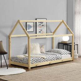 Kinderbett Netstal 70x140 cm Holz Natur [en.casa] Hellbraun