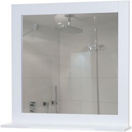 Neuwertig] Wandspiegel HHG 451, Badezimmer Badspiegel Spiegel, Ablagefläche Landhaus 58x59x12cm weiß - white