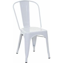 Neuwertig] Stuhl HHG 901, Bistrostuhl Stapelstuhl, Metall Industriedesign stapelbar weiß - white