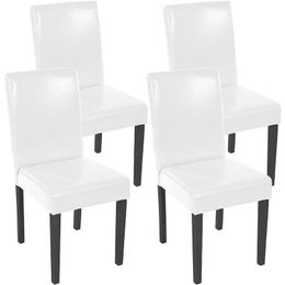 HHG 4er-Set Esszimmerstuhl Stuhl Küchenstuhl Littau Kunstleder, weiß helle Beine - white