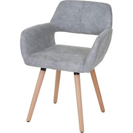 Esszimmerstuhl HHG 428 ii, Stuhl Küchenstuhl, Retro 50er Jahre Design Textil, vintage betongrau - grey