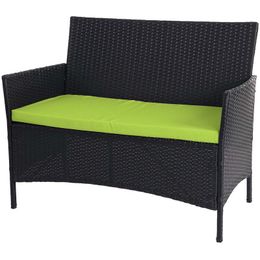 HHG Poly-Rattan Gartenbank Hamar, Sitzbank Bank anthrazit, Kissen grün - black